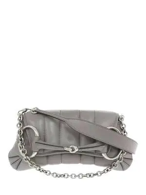 Gucci Small Quilted Leather Horsebit Chain Satchel - Grey