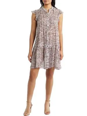 JULIA JORDAN Printed Pleated Frill Dress