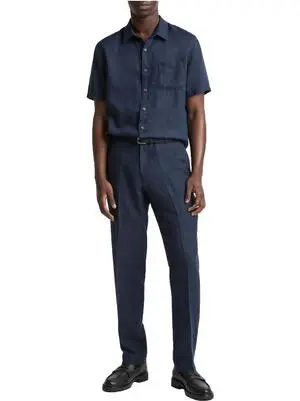Vince Linen Classic Fit Trousers - Black