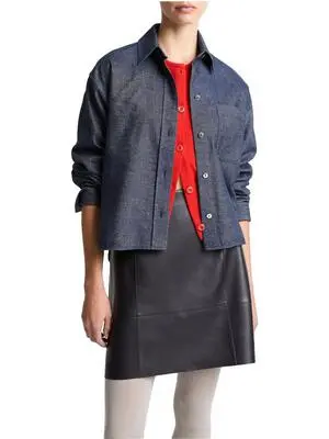 Vince Cotton-linen Chambray Button-front Shirt - Navy