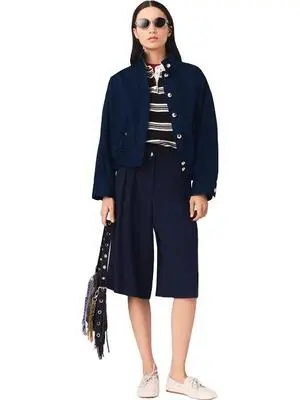Maje Cotton Bomber Jacket - Black
