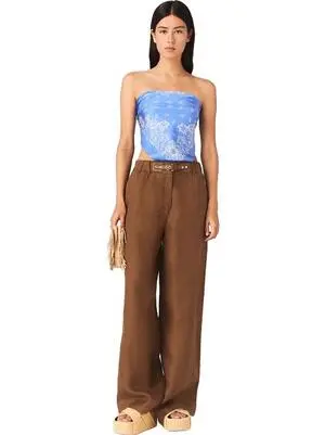 Maje Linen-blend Trousers - Brown