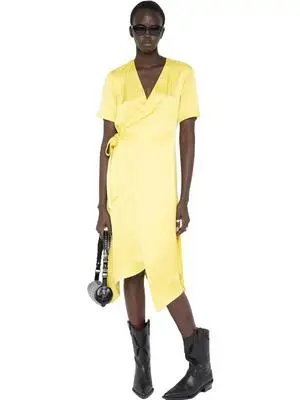 Zadig&Voltaire Asymmetric Wrap Dress - Yellow