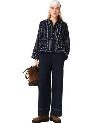 Maje Flowing Printed Shirt - Navy