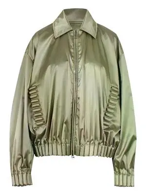 RAXXY Gathered-detail Zip Jacket - Green