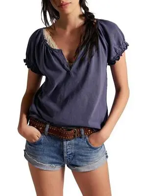 Free People Issa Puff Sleeve Top - Peacoat