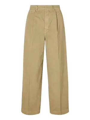 Auralee Garment-dyed Cotton-twill Wide-leg Pants - Neutrals