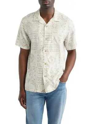 Pendleton Geo Print Linen Blend Camp Shirt - Laurel Grove Ecru