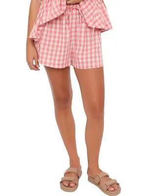 PETAL & PUP Gingham Cotton Shorts - Pink Gingham