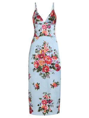 Dolce & Gabbana Flower Bouquet-print Satin Dress - Multicolor