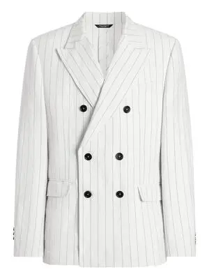 Dolce & Gabbana Double-breasted Linen And Wool Jacket - Multicolor