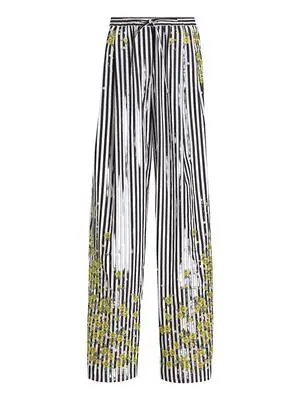 Dolce & Gabbana Floral Embroidered Poplin Trousers - Multicolor
