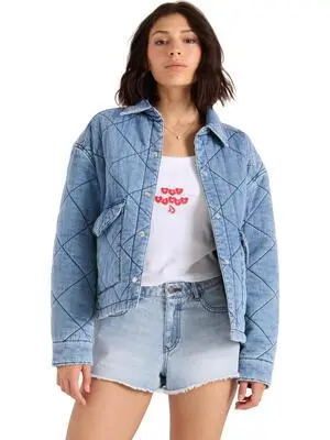 Volcom Boxy Chambray Jacket - White Blue