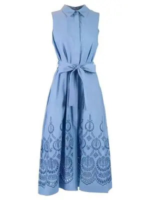 P.a.r.o.s.h Broderie-anglaise Shirt Dress - Blue
