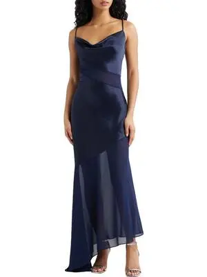 Lulus Lainey Cowl Neck Midi Dress - Navy
