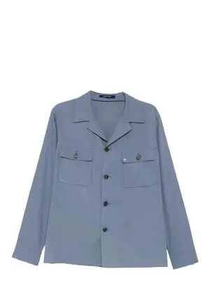 Tagliatore Camp-collarc Shirt Blue