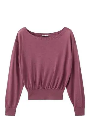 Mango Boat Neck Blouson Sweater - Cherry