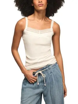 Lucky Brand Lace Trim Tank - Tofu
