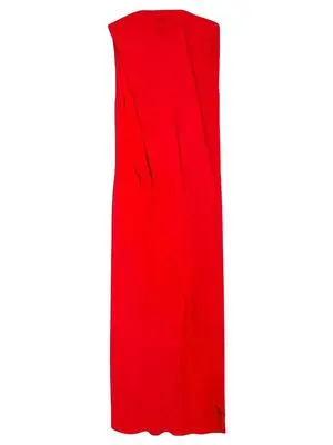 Balenciaga Draped Sleeveless Midi Dress - Red
