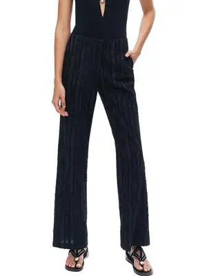 NOCTURNE Textured Relaxed-fit Pants - Black