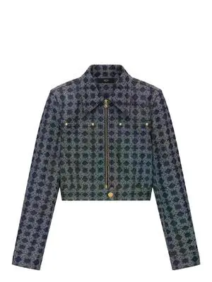 Amiri Patterned Zip-up Denim Jacket - Blue