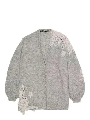 Bimba Y Lola Lace-trim V-neck Cardigan - Grey