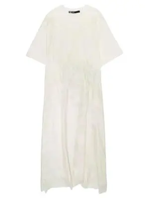 Bimba Y Lola Lace-trim Midi Dress - Neutrals