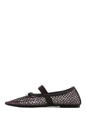 Bimba Y Lola Mesh Ballet Flats With Bow Detail - Brown
