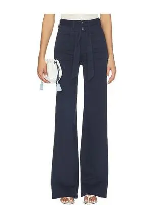 Veronica Beard Rosanna Corset Wide Leg Jeans - Navy