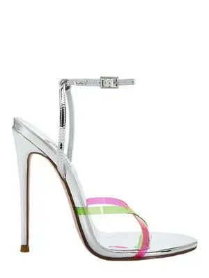 Femme La X Ale Metallic Stiletto Sandals - Silver