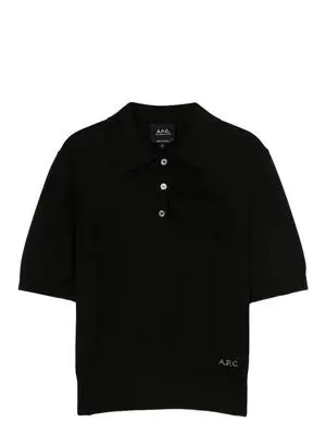 A.p.c. Logo-embroidered Polo Top - Black