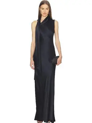 SRG Arden Silk Maxi Dress With Attached Overlay - Navy