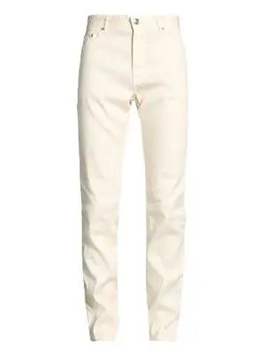 120% Lino Tapered Leg Twill Pants - Cream