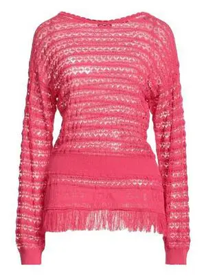 Elisabetta Franchi Fringed Crochet Knit Sweater - Fuchsia