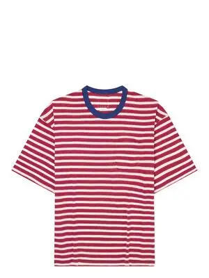 Visvim Striped Knitted Wool And Cotton-blend T-shirt - Red