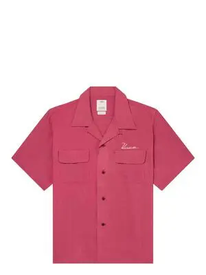 Visvim Logo-embroidered Convertible-collar Woven Shirt - Red