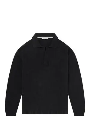 A KIND OF GUISE Marabou Knitted Organic Cotton Polo Shirt - Black