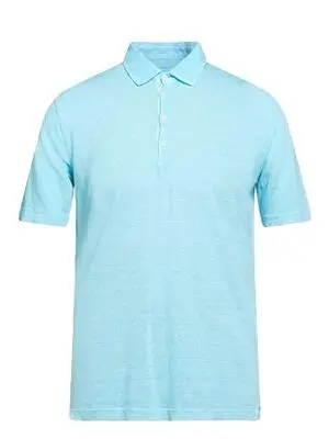 120% Lino Polo Shirt Size Linen - Blue