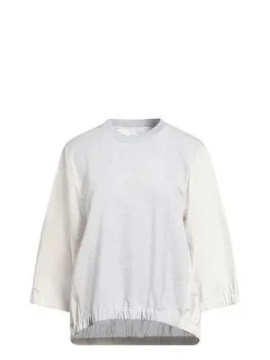 Peserico Two-tone Sweatshirt With 3/4 Sleeves - Grey