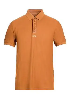LA MARTINA Man Polo Shirt Military Green Size L Cotton, Elastane Camel