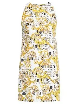 Versace Mini Dress With Signature Print - White