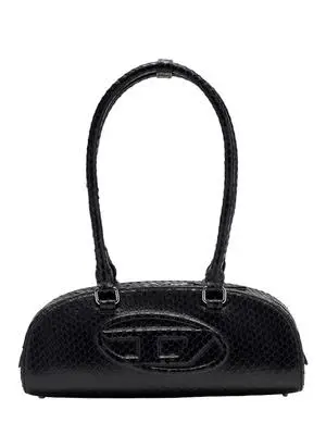 DIESEL® 1DR Python Effect Leather Shoulder Bag Black