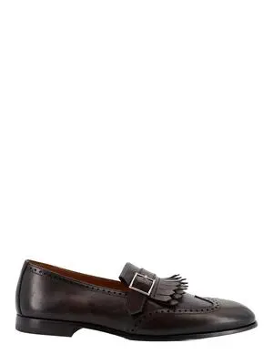 DOUCAL'S Decò Leather Loafers With Buckle Detailing - Brown