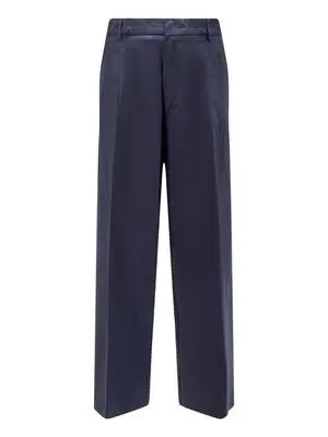 AMARANTO Cotton Wide Leg Trousers - Blue