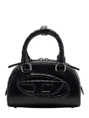 DIESEL® 1DR Dome Python Leather Crossbody Bag Black