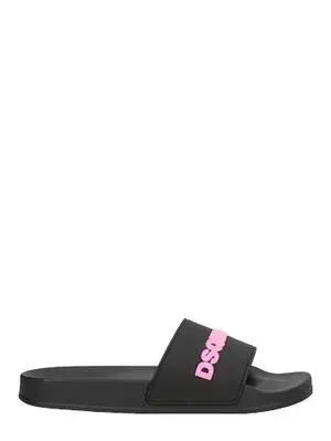 Dsquared2 Rubber Pool Slides With Logo Appliqu - Black