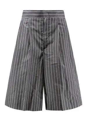 Soeur Striped Cotton Bermuda Shorts - Grey