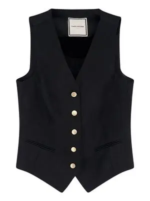 Tagliatore Linen Vest - Black