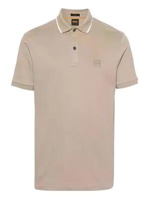 BOSS Logo-patch Piqué Polo Shirt - Neutrals