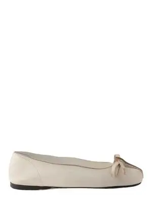 Prada Bow-embellished Leather Ballet Flats - Neutrals